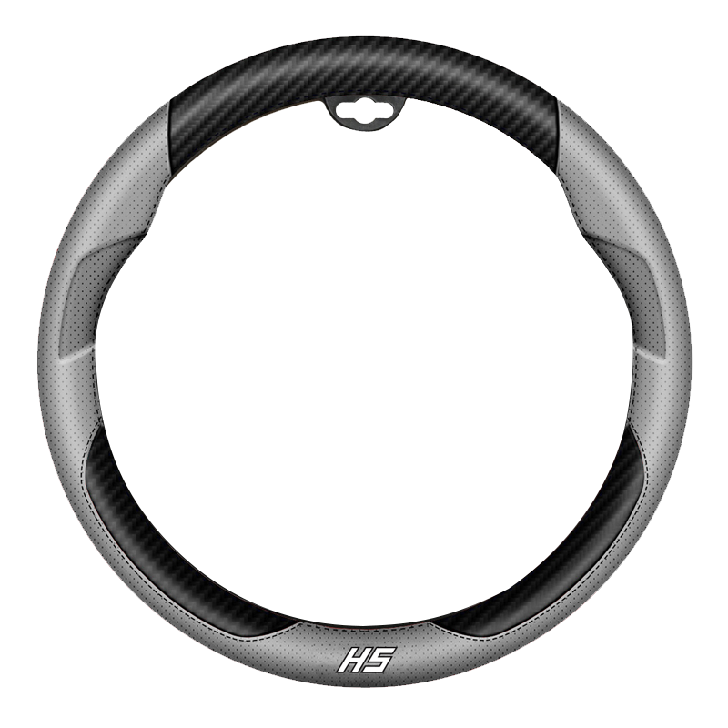 HS Steering Wheel Cover Light Grey Carbon Fiber Black Automotive Art hs-steering-wheel-cover-light-grey-carbon-fiber-black-automotive-art
